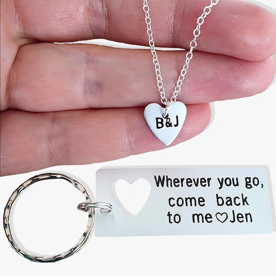 Matching keychain and necklace for couples store