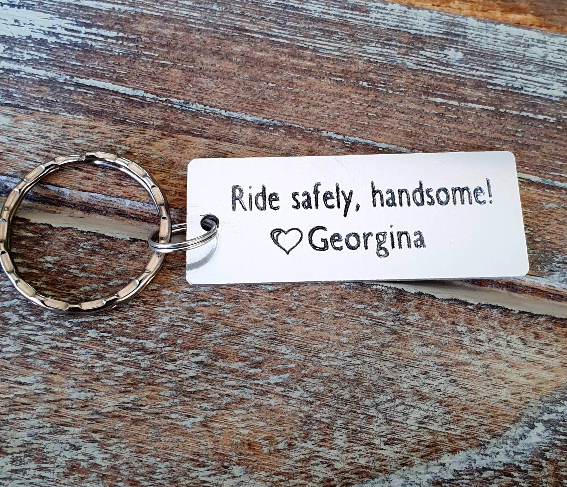 Ride Safely Keychain Personalized Keyring With Motorcycle - Etsy
