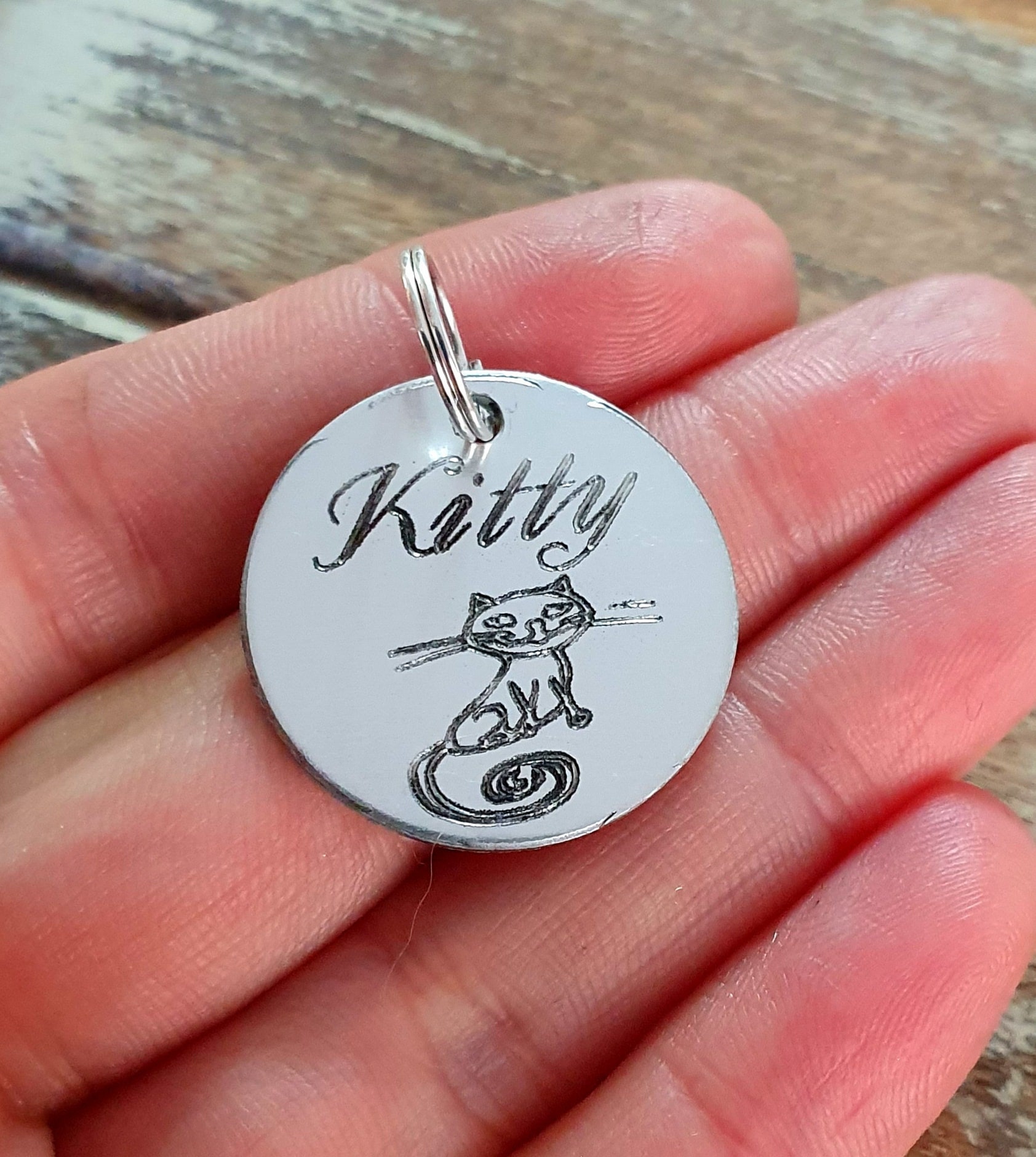 Personalized Pet Id Tag Engraved Custom Cat Tag Round | Etsy
