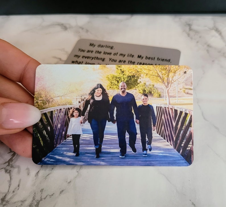 Personalized Photo Wallet Card Engraved Custom Text Metal - Etsy
