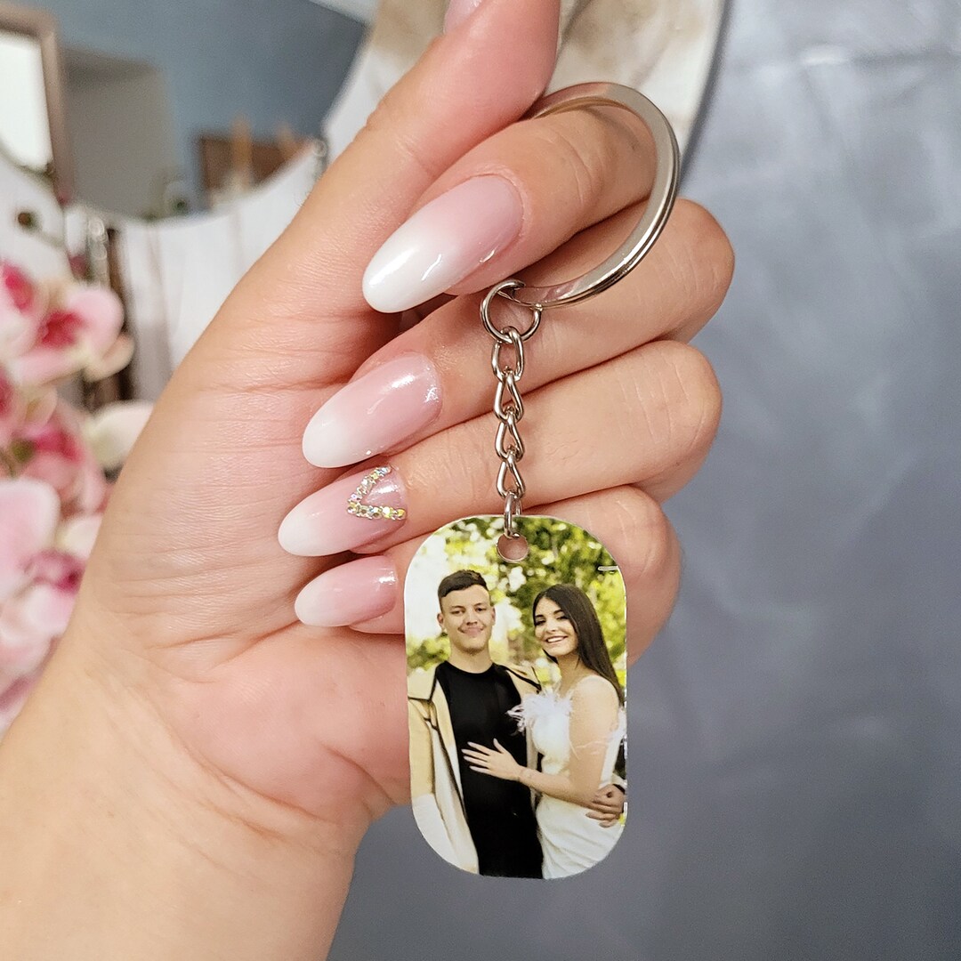 Personalized Photo Keychain, Double Sided Custom Love Quote Keyring ...