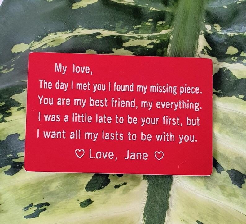 French Love Message Personalized Engraved Wallet Card | Etsy