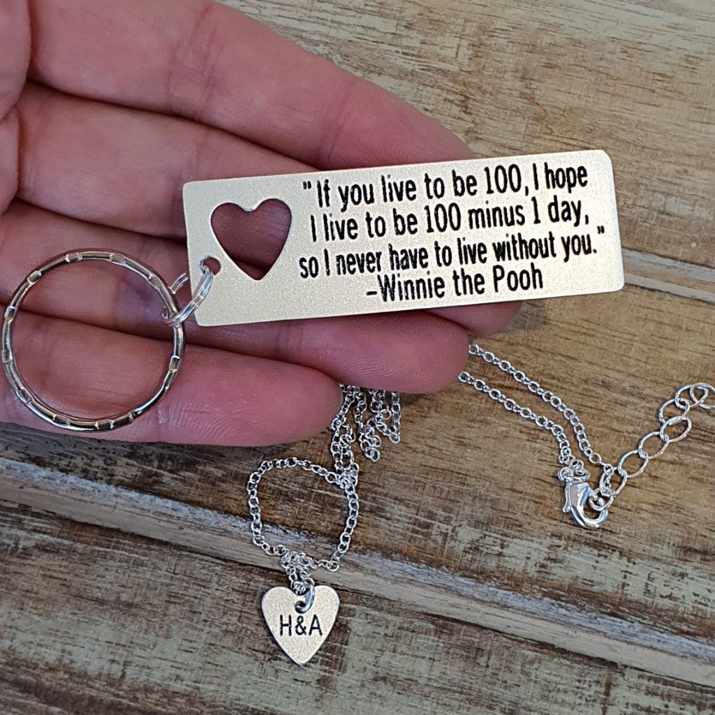 Personalized Keychain and Necklace Set If You Live to Be 100 - Etsy