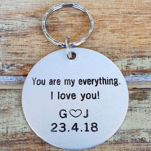 Engraved Keychain Personalized Custom Message Love - Etsy