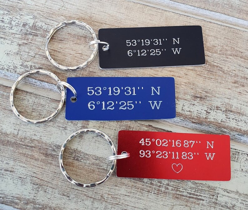GPS Coordinates Personalized Engraved Couples Keychain, Long Distance ...