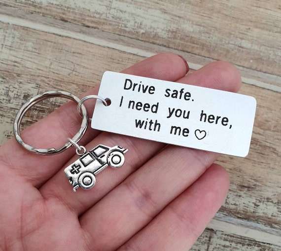 Personalized Drive Safe Keychain Engraved EMT Crew Keyring - Etsy