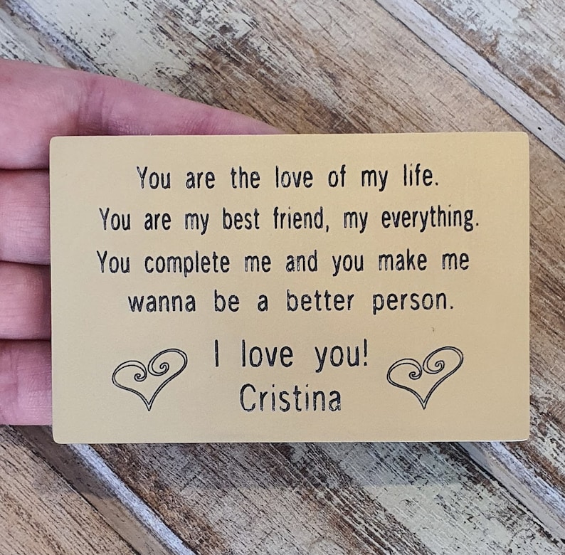 Personalized Engraved Wallet Card, Custom Metal Insert for Couple ...