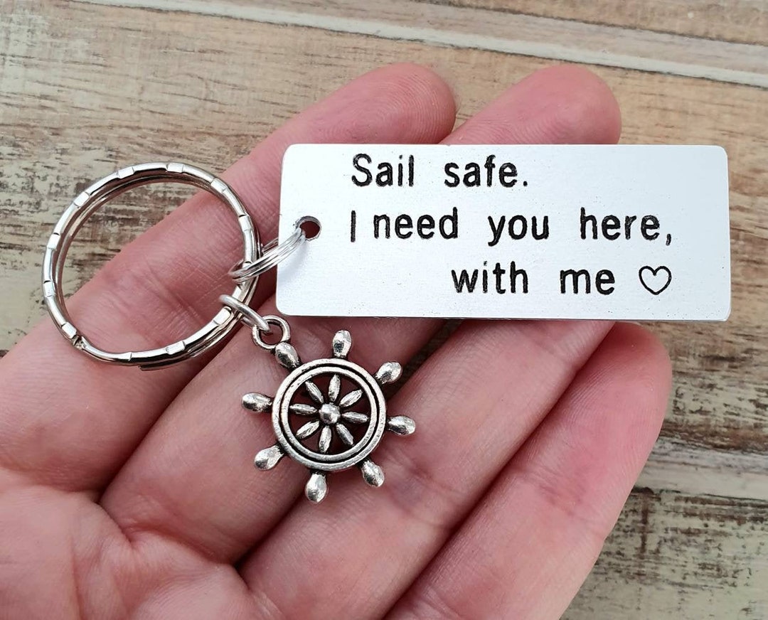 Sail Safe Keychain, Personalized, Anodized Aluminum, Couples Keychain ...
