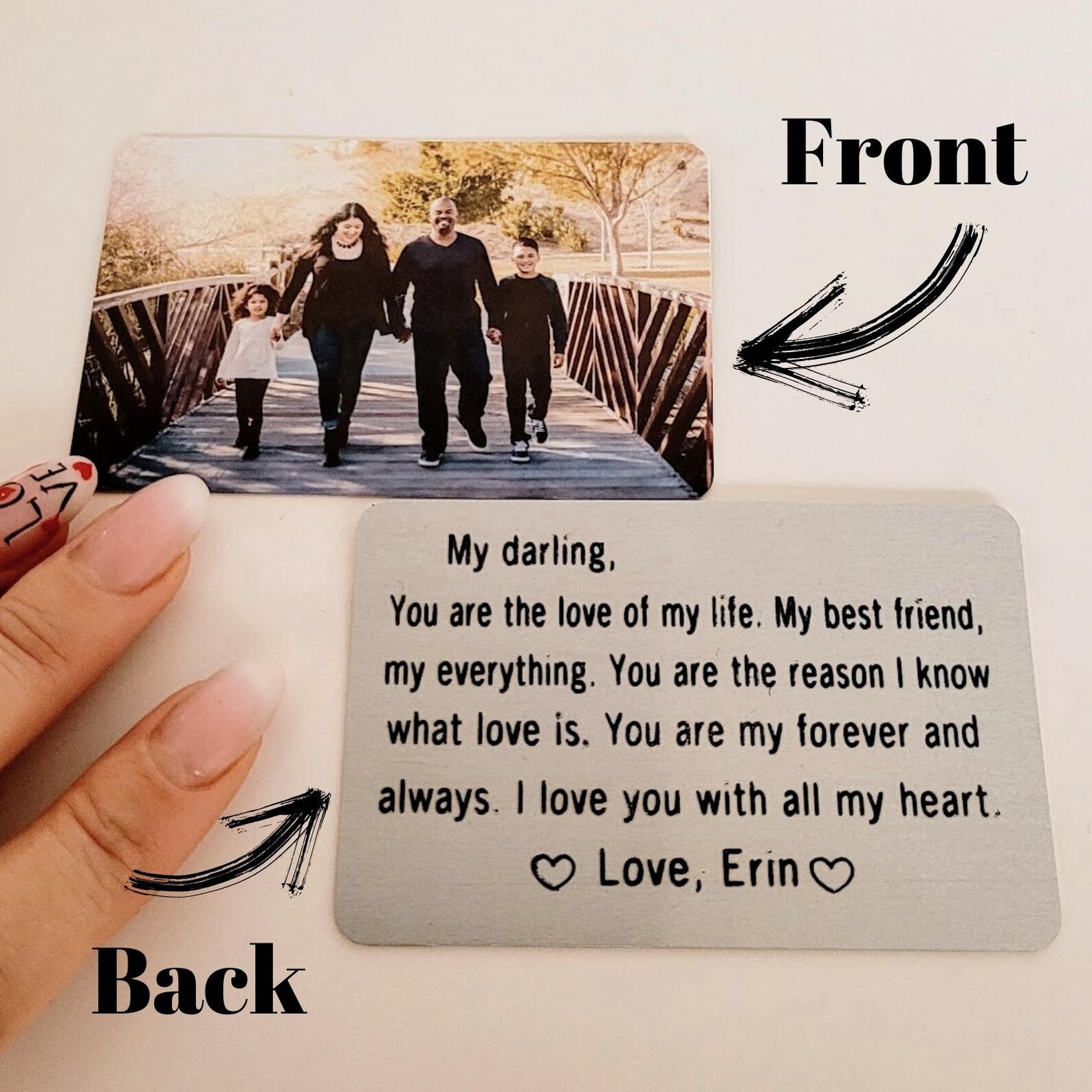 Personalized Photo Wallet Card, Engraved Custom Text Metal Wallet ...