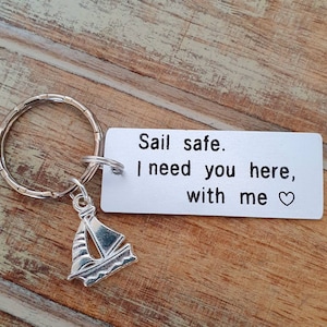 Sail Safe Keychain, Personalized Gift for Sailor, Engraved, Gift Idea ...