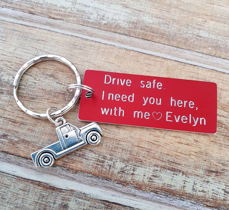 Drive Safe Keychain Personalized Keychain Truck Charm - Etsy