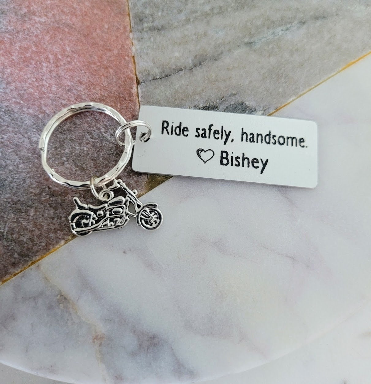 Ride Safely Keychain Personalized Keyring With Motorcycle - Etsy
