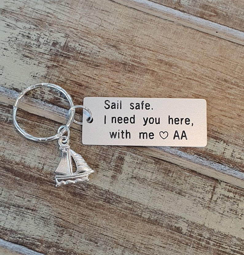 Sail Safe Keychain, Personalized Gift for Sailor, Engraved, Gift Idea ...