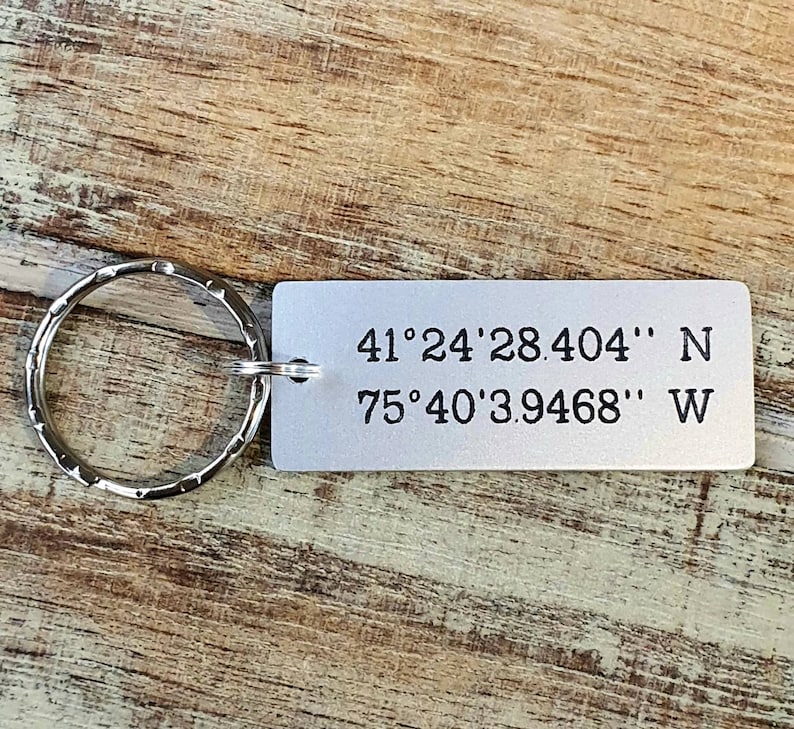GPS Coordinates Personalized Engraved Couples Keychain, Long Distance ...