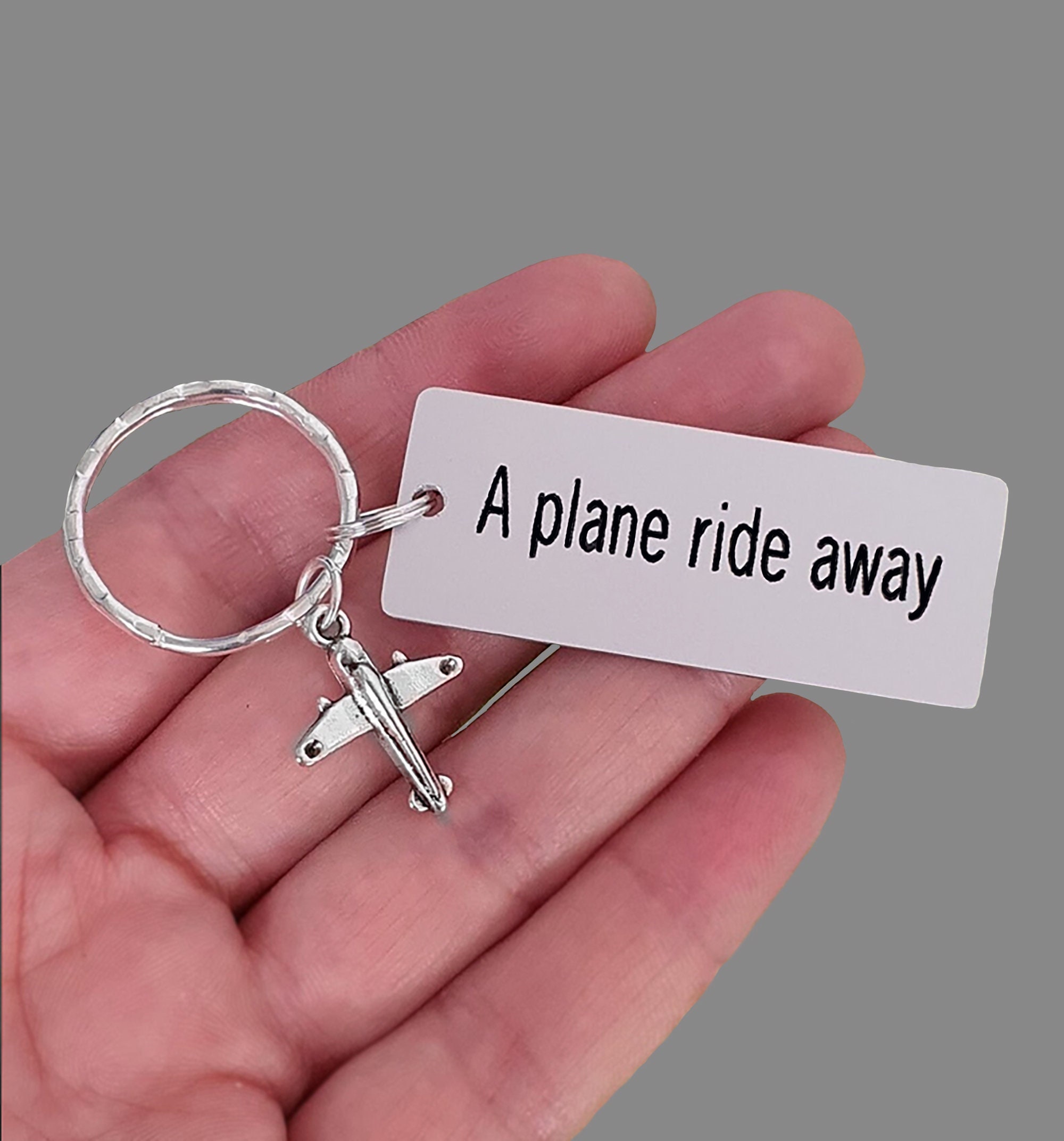 Personalized “A Plane Ride Away” Engraved Keychain With Airplane Charm ...