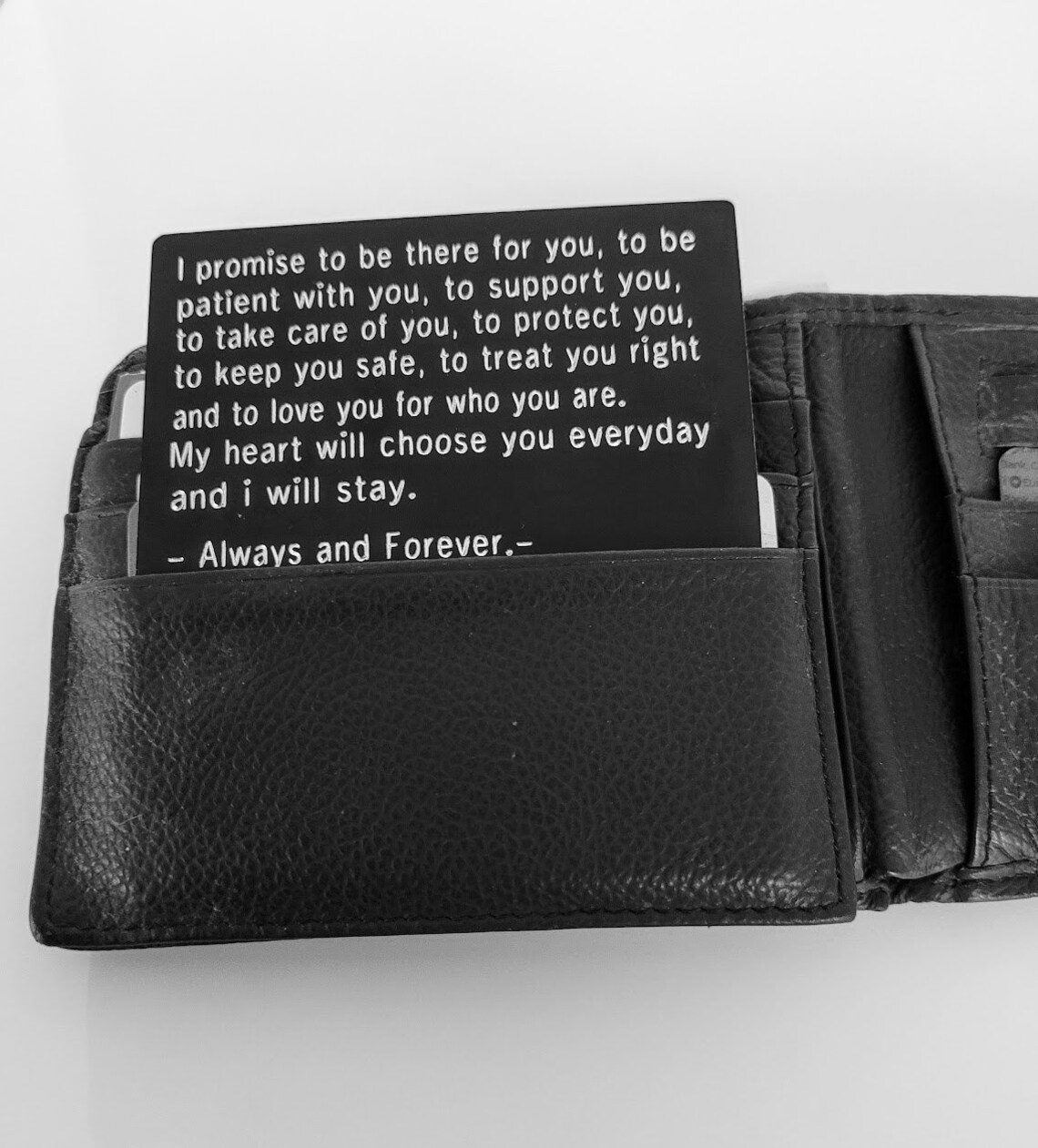 Personalized Engraved Black Wallet Card, Black Metal Wallet Insert With ...