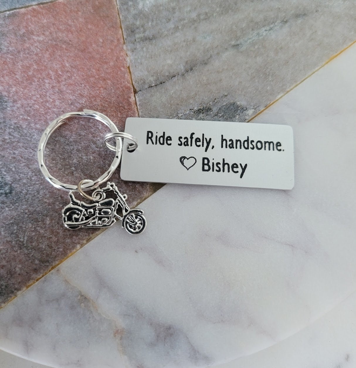 Ride Safely Keychain Personalized Keyring With Motorcycle - Etsy