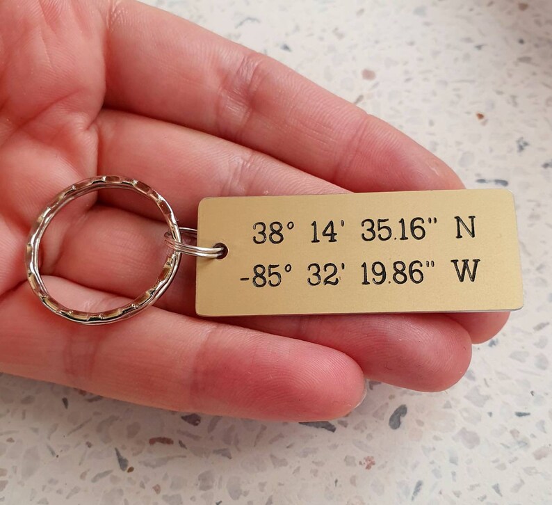 GPS Coordinates Personalized Engraved Couples Keychain, Long Distance ...