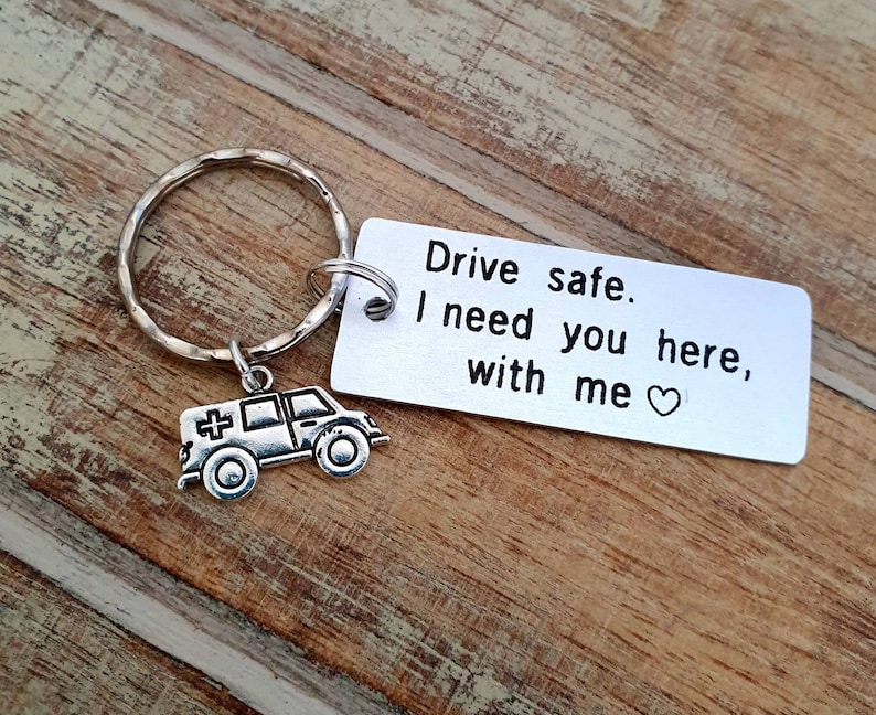 Personalized Drive Safe Keychain Engraved EMT Crew Keyring - Etsy
