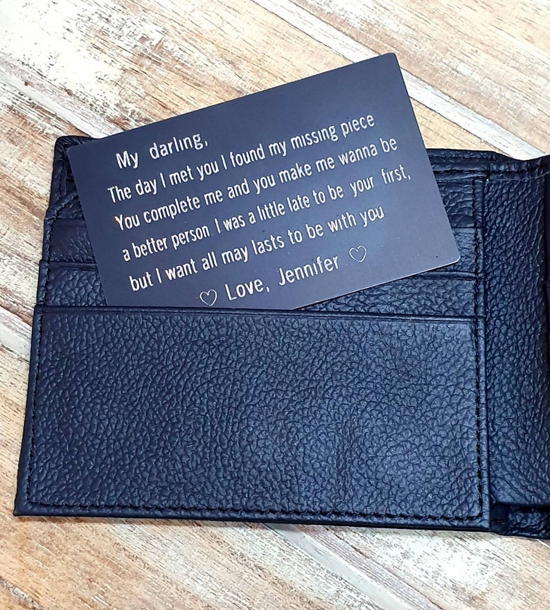 French Love Message Personalized Engraved Wallet Card | Etsy