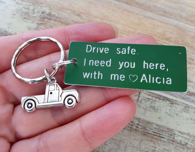 Drive Safe Keychain Personalized Keychain Truck Charm - Etsy