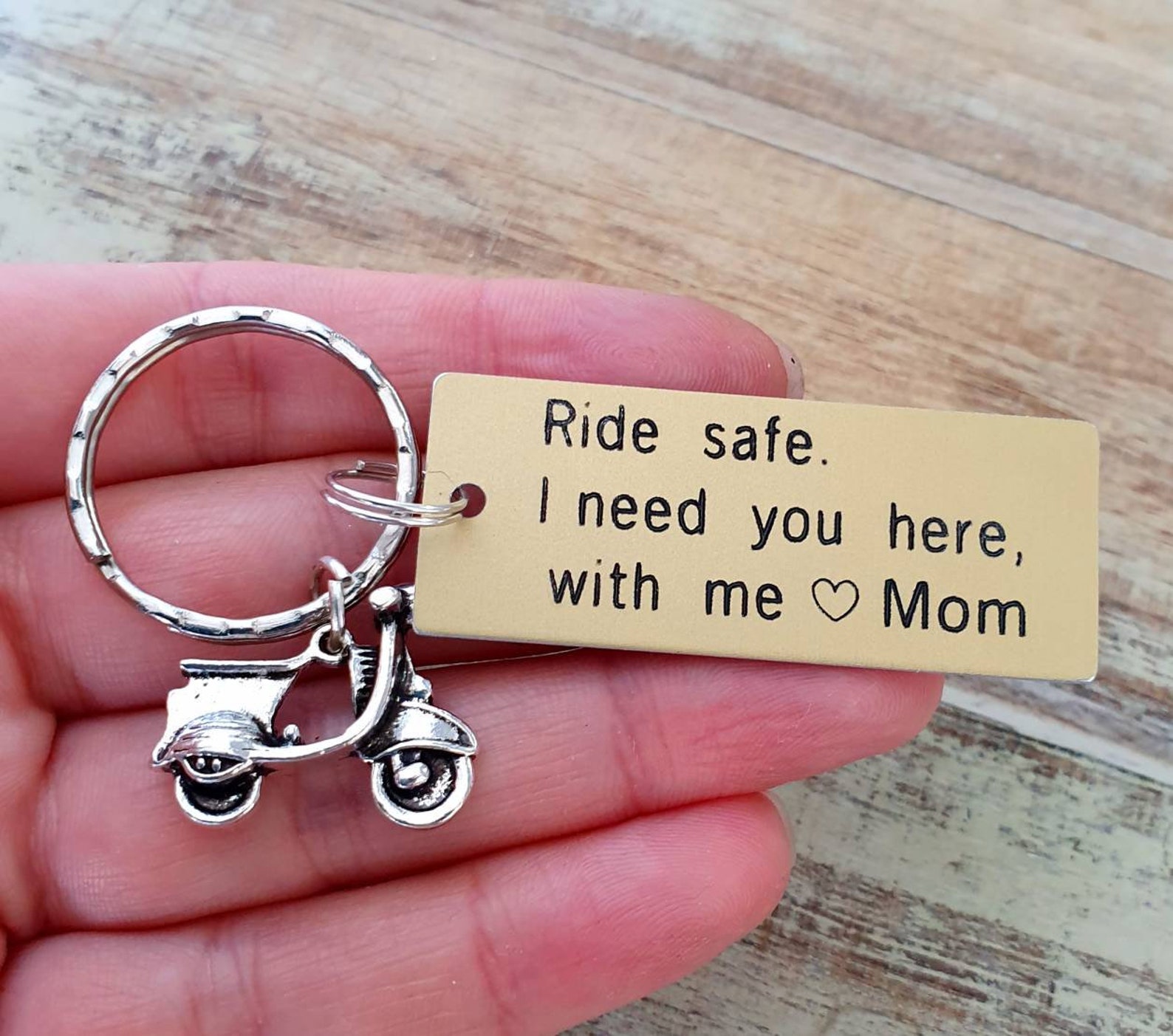 Ride Safe Keychain, Personalized, Scooter Charm, Motor, Couples ...