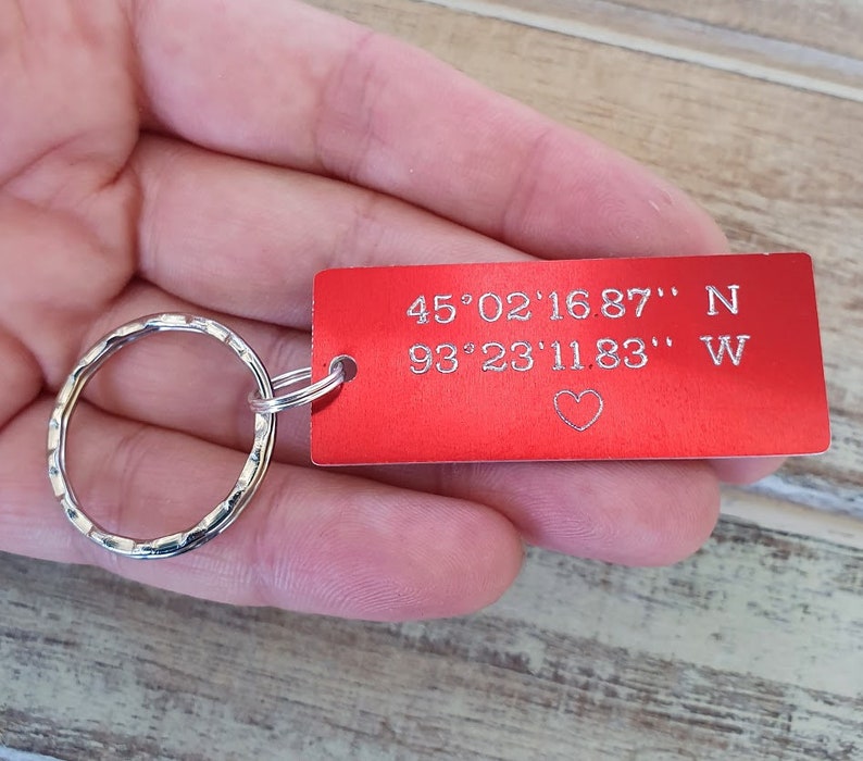 GPS Coordinates Personalized Engraved Couples Keychain, Long Distance ...