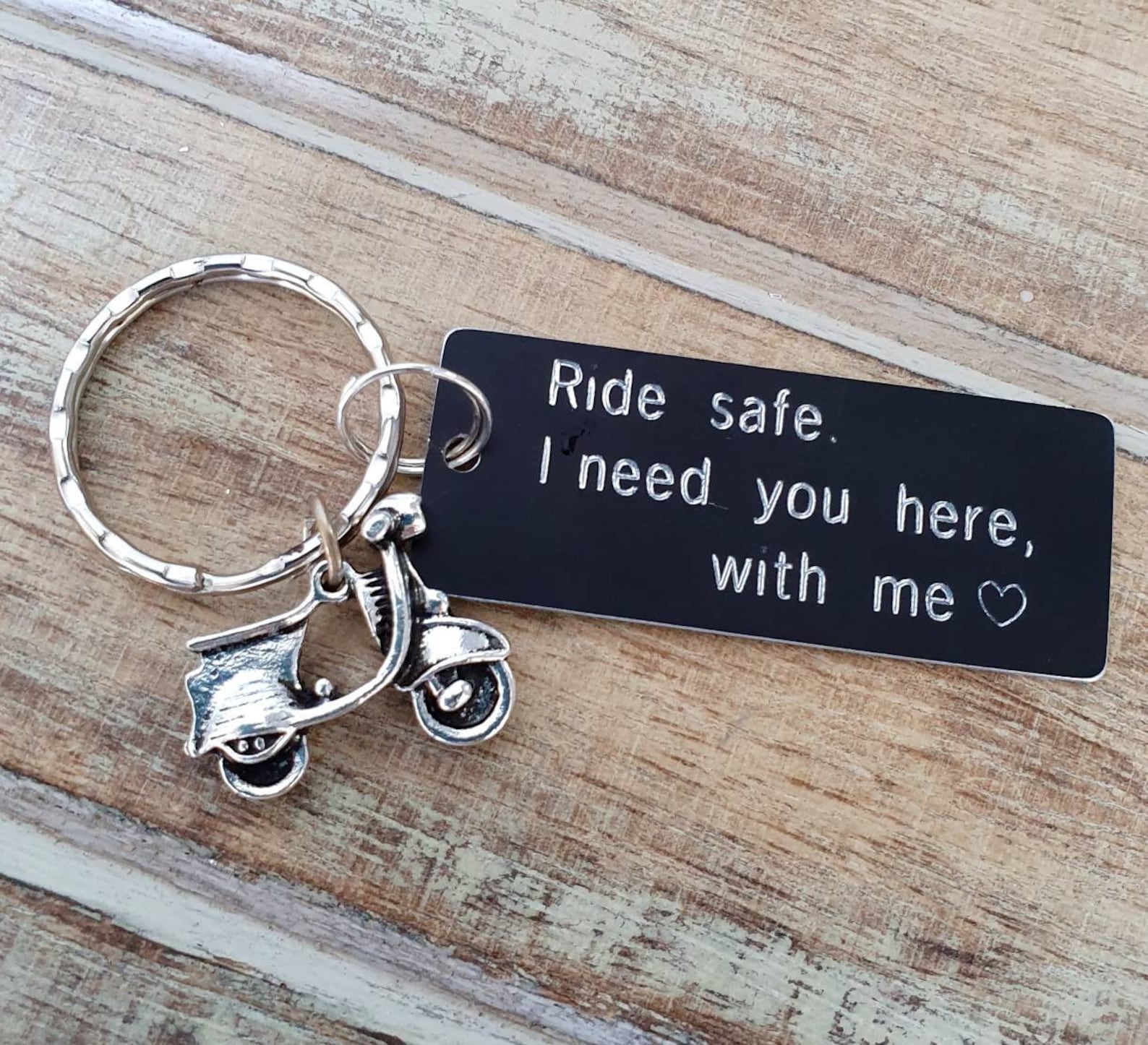 Ride Safe Keychain, Personalized, Scooter Charm, Motor, Couples ...