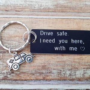 Personalized Drive Safe Keychain Engraved EMT Crew Keyring | Etsy