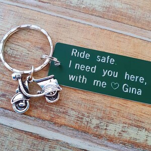 Ride Safe Keychain, Personalized, Scooter Charm, Motor, Couples ...