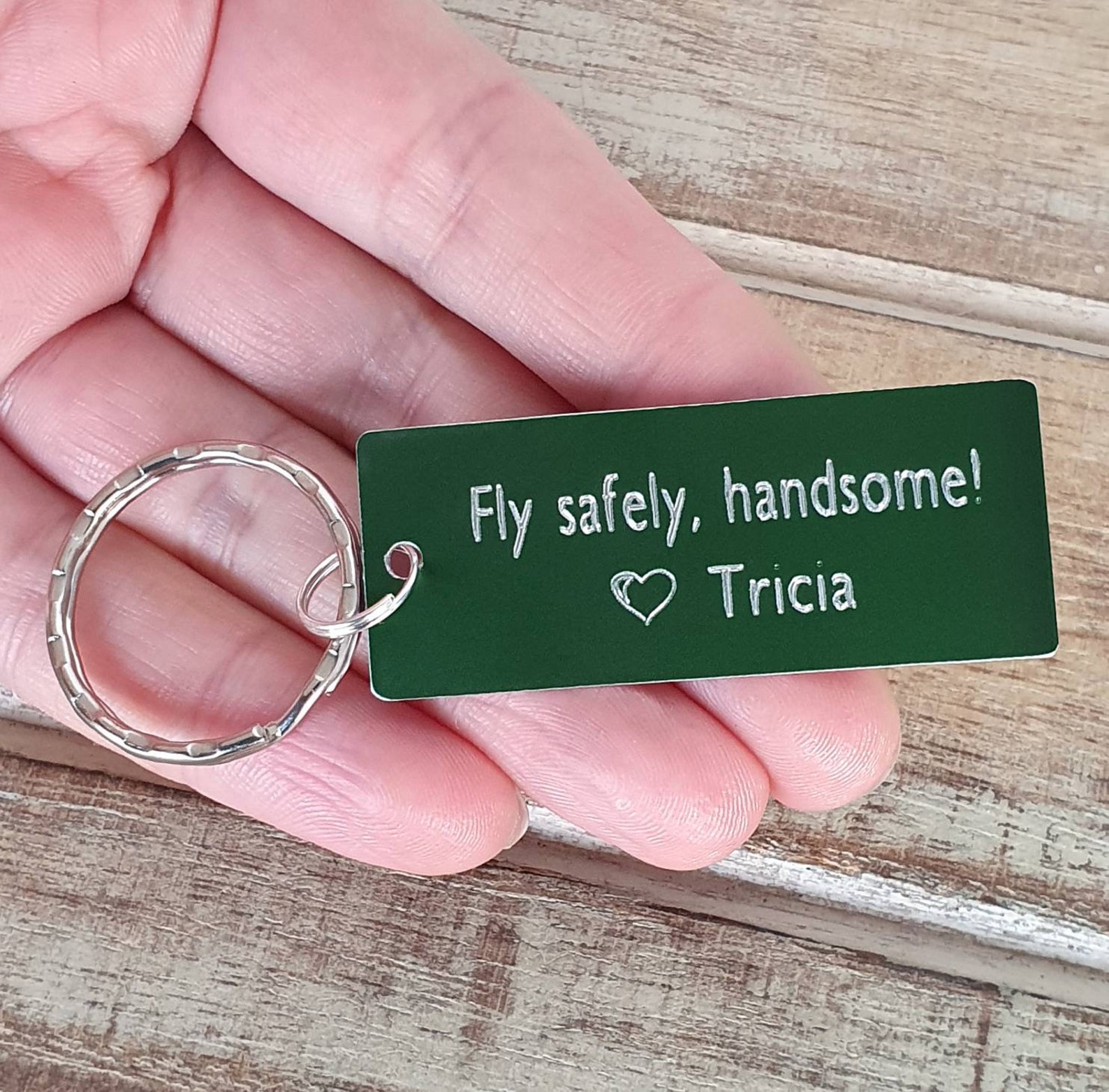 Personalized Fly Safely Handsome Keychain With Airplane Charm, Custom ...