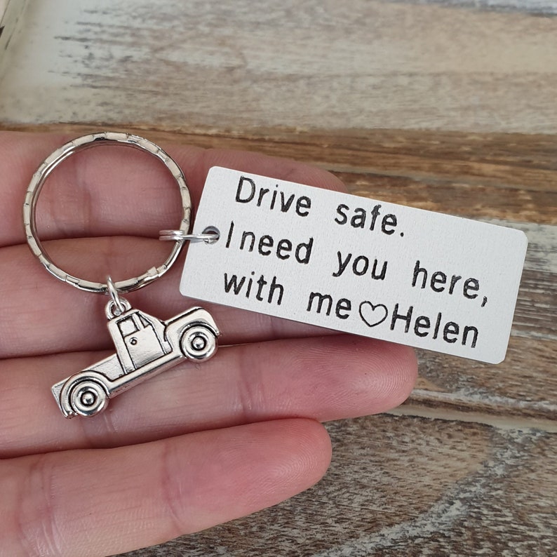 Drive Safe Keychain Personalized Keychain Truck Charm | Etsy