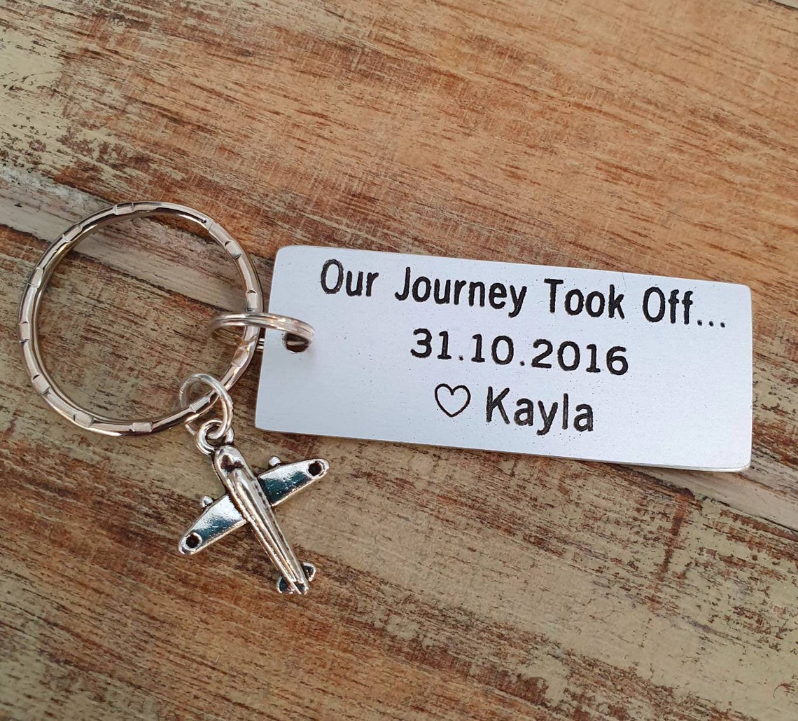Personalized Engraved Our Journey Took off Keychain With Plane Charm ...