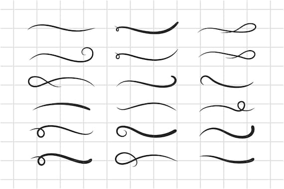 Swishes swashes swoops Cut File SVG. Swashes rizados | Etsy