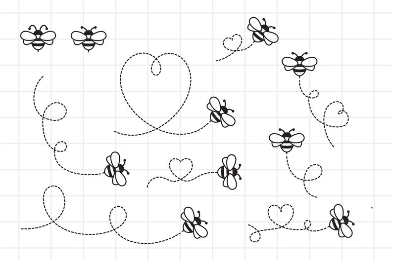 Flying Bee SVG Cut File Heart Honey Bee in Flight - Etsy Denmark