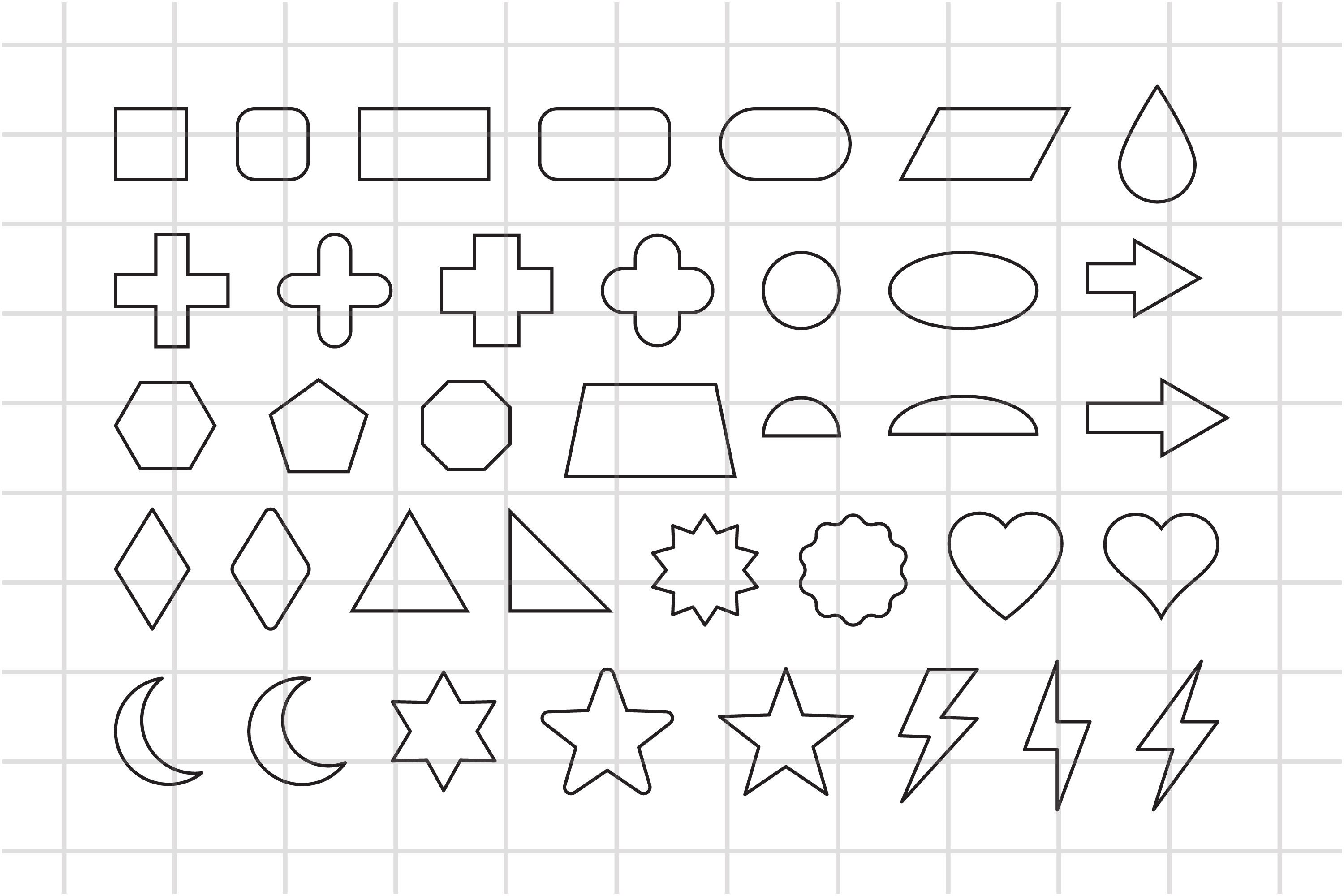 Basic Shape Outline SVG PNG Cut File. Simple Geometry Shapes - Etsy Israel