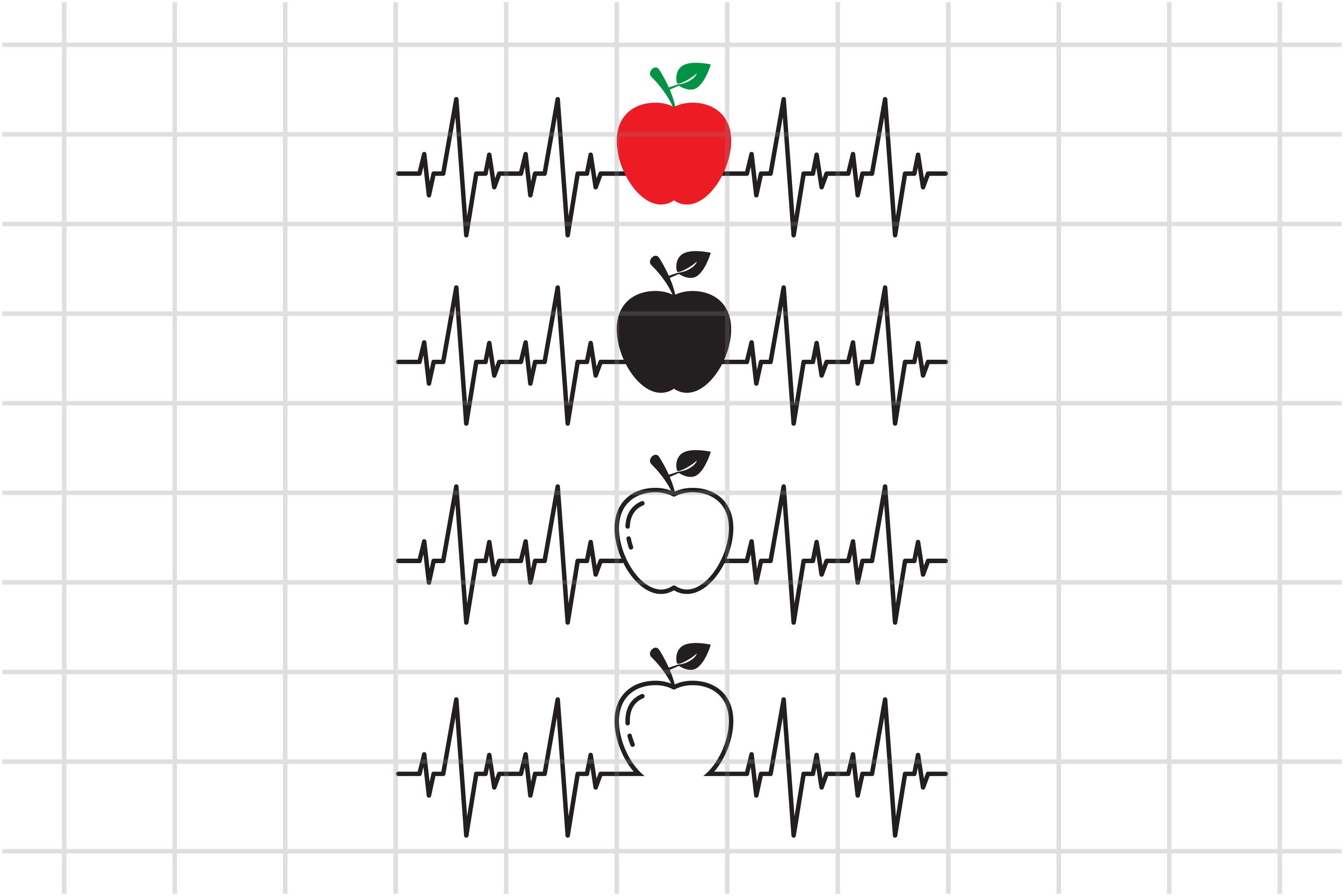 Apple heartbeat SVG School Teacher Cut File for Cricut | Etsy