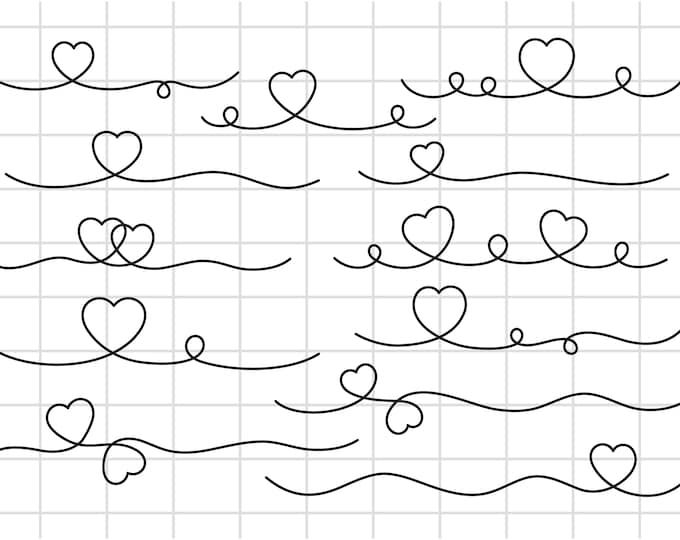 33 Heart Lines Bundle,svg Cut Files for Cricut,doodle Line,hand Drawn ...
