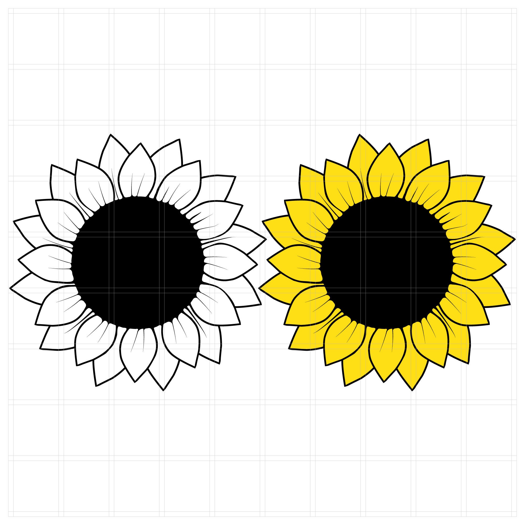 2 Archivos De Corte Svg Girasol Archivo De Corte De Silueta Etsy