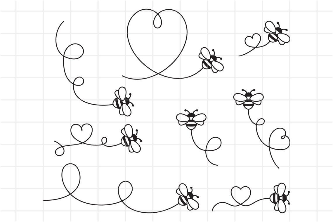 Flying Bee SVG Cut File, Heart Honey Bee in Flight - Etsy