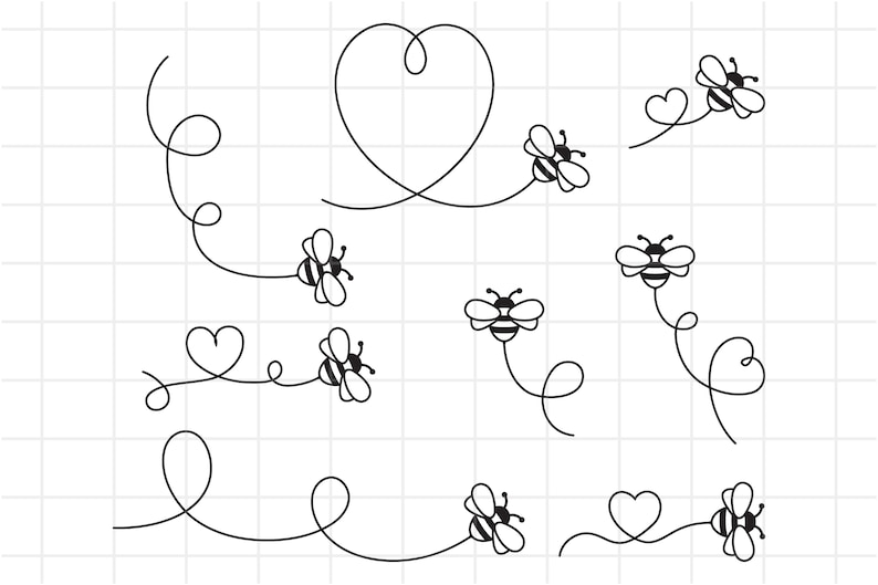 Flying Bee SVG Cut File, Heart Honey Bee in Flight - Etsy UK