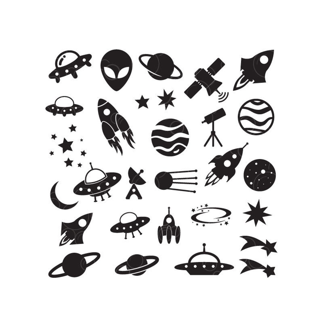 Set of 29 Space Elements SVG, Space SVG Cutting Files,ufo Svg, Space ...