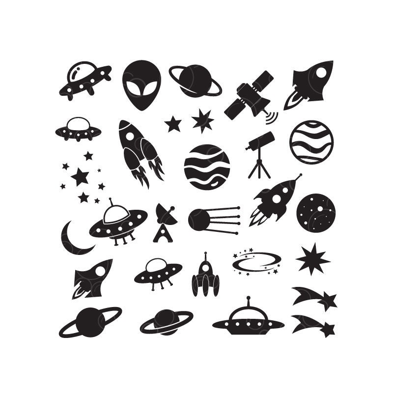 Set of 29 Space Elements SVG, Space SVG Cutting Files,ufo Svg, Space ...
