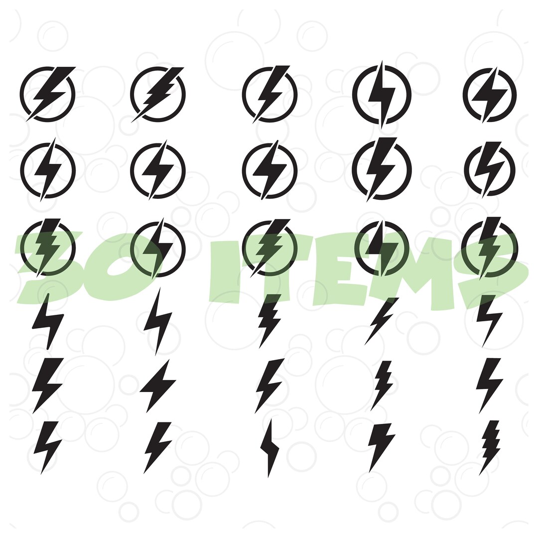 Set of 30 Lighting SVG Lighting Bolt Svg Flash Black - Etsy