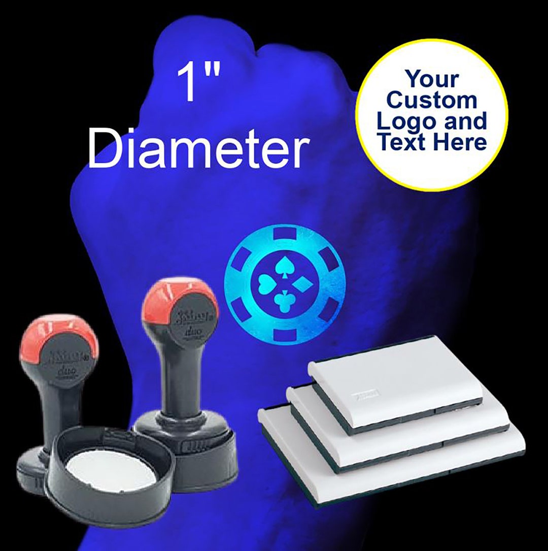 1" Round UV Glow in the Dark Hand Stamping Kit - Custom Stamp, Ink Pad ...