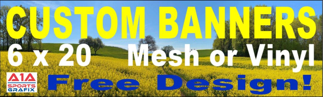 Custom Vinyl Banner 20ft X 6ft Full Color Custom Printed Banner Full ...