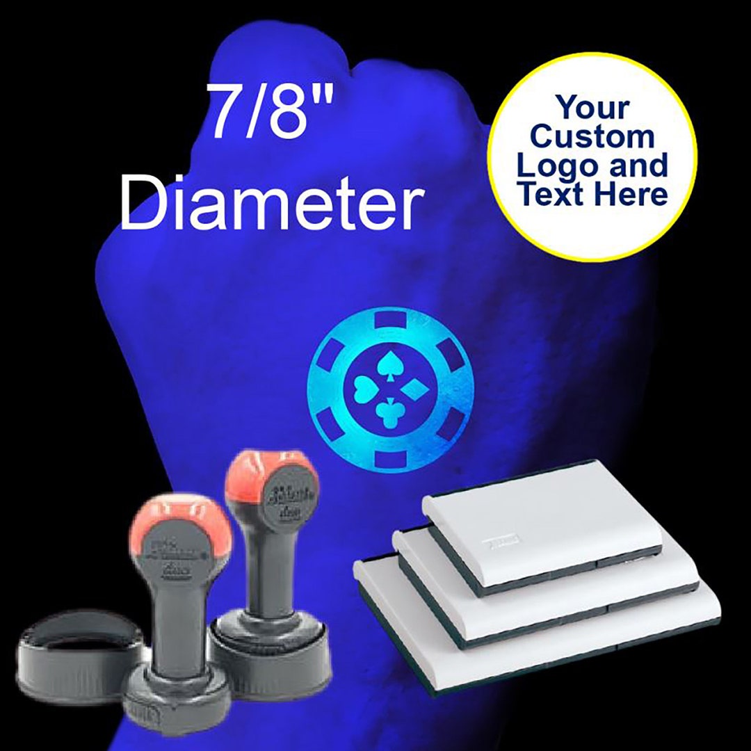 7/8" Round UV Glow in the Dark Hand Stamping Kit - Custom Stamp, Ink ...