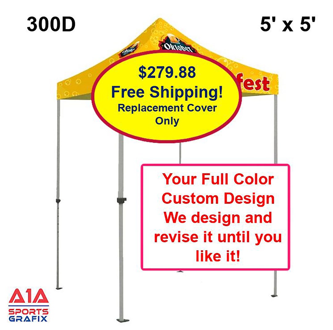 Custom Printed 5 X 5 Replacement Tent Cover 300D With Full Color ...