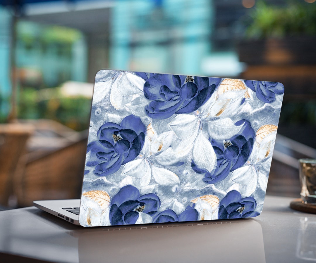 Blue Flowers Laptop Skin Sticker Pattern Notebook Vinyl Decal Dell Hp ...
