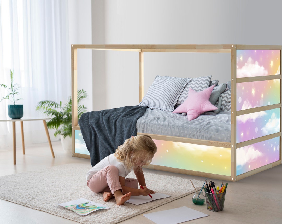 KURA BED Decal Clouds Decor Playroom Light Wrap for IKEA Kura Bed Skins ...